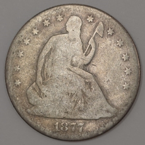 1877-S U.S. 50¢ - Seated Liberty Silver Half Dollar - AG (Cleaned)