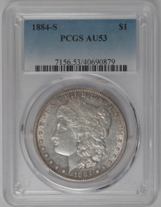 1884-S U.S. $1 - Morgan Silver Dollar - PCGS AU53