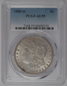 1886-O U.S. $1 - Morgan Silver Dollar - PCGS AU55