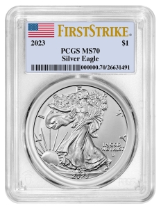 2023 U.S. $1 - American Silver Eagle - PCGS MS70 (First Strike Flag Label)
