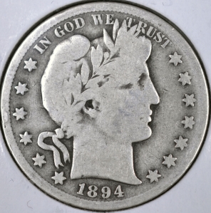 1894-S 50C Barber Half Dollar - Very Good