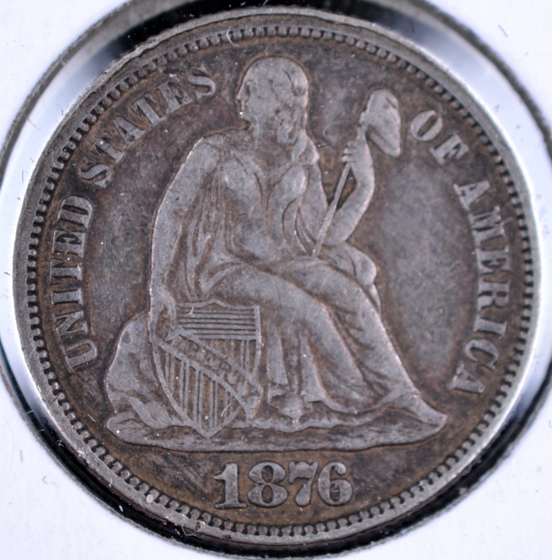 1876 10C SEATED LIBERTY DIME - EF