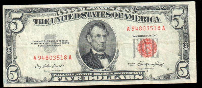 1953 Series $5 U.S Note - VF