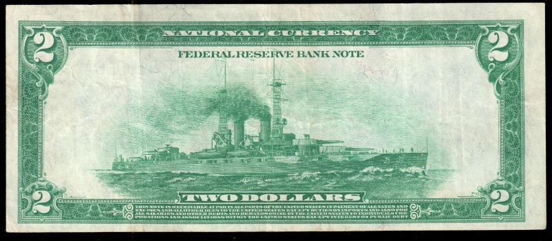 1918 $2 Federal Reserve Bank "Battleship Note" Fr. 759 VF+ D3619016A