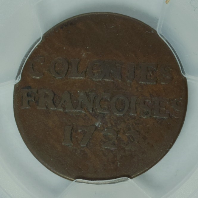 1722-H French Colonies 9 Deniers - Louis XV - PCGS VG10
