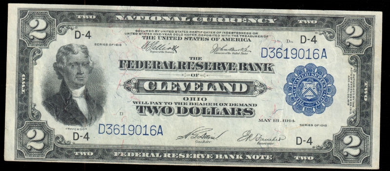 1918 $2 Federal Reserve Bank "Battleship Note" Fr. 759 VF+ D3619016A