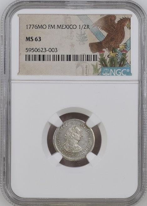 1776-Mo Mexico 1/2 Real - Carlos III - NGC MS63 (Silver)