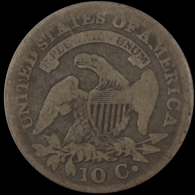 1823 U.S. 10¢ - Liberty Capped Bust Silver Dime (3 Over 2; Large "E") - VG