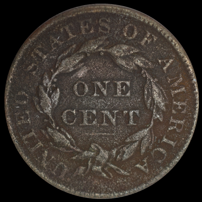 1837 U.S. 1¢ - Liberty Matron Head Large Cent - VF (Corrosion)