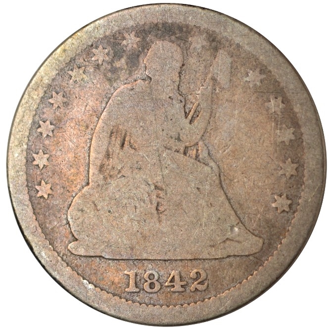 1842-O U.S. 25¢ - Seated Liberty Silver Quarter - G