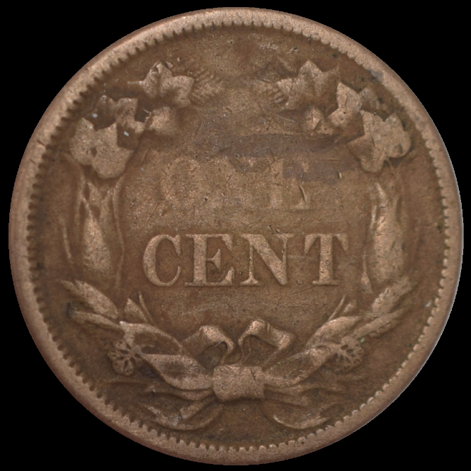 1858 U.S. 1¢ - Flying Eagle Cent (Small Letters) - VF+ (Reverse Stain)