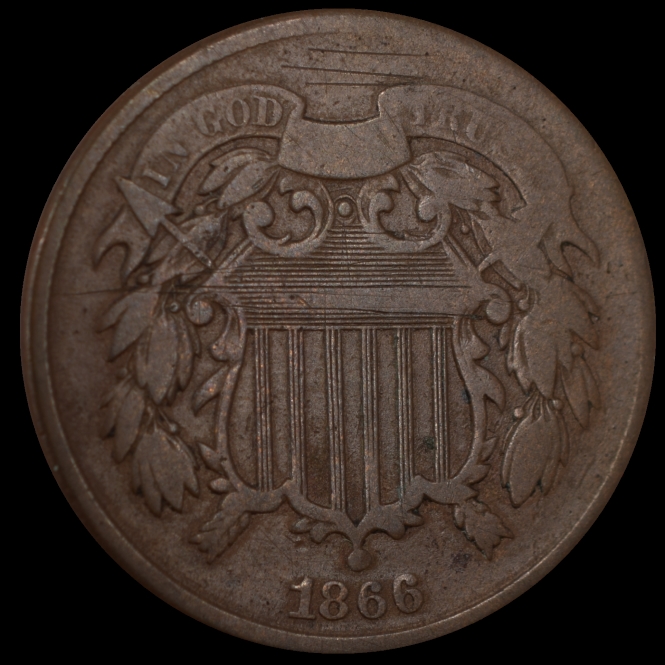 1866 U.S. 2¢ - Union Shield - VF (Scratch)