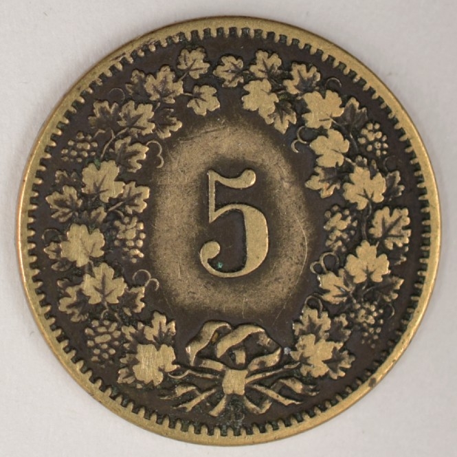 1874-B Switzerland 5 Rappen (Billon) - Coat of Arms