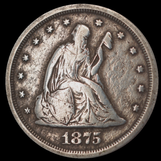 1875-S U.S. 20¢ - Seated Liberty Twenty Cents - VF (Cleaned)