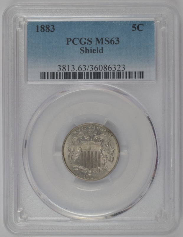 1883 U.S. 5¢ - Shield Nickel - PCGS MS63 (Die Cracks!)