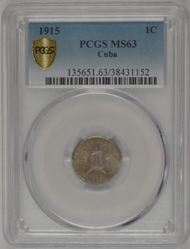 1915 Cuba 1 Centavo - PCGS MS63