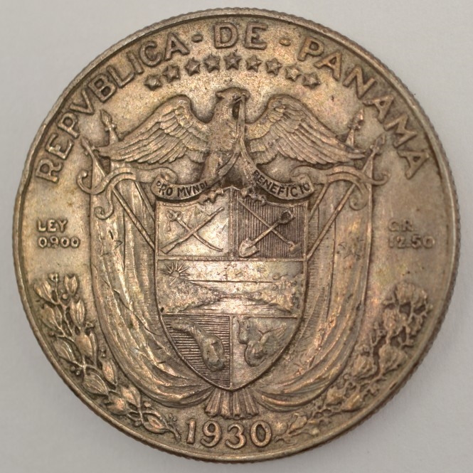 1930 Panama 1/2 Balboa - Vasco Nunez (Silver)