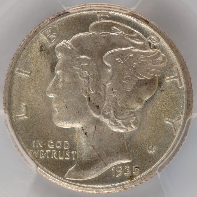 1935-S U.S. 10¢ - Mercury Dime - PCGS MS64FB