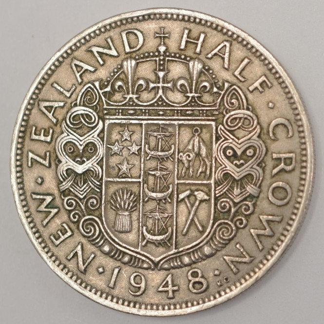 1948 New Zealand 1/2 Crown - George VI (3rd Type)