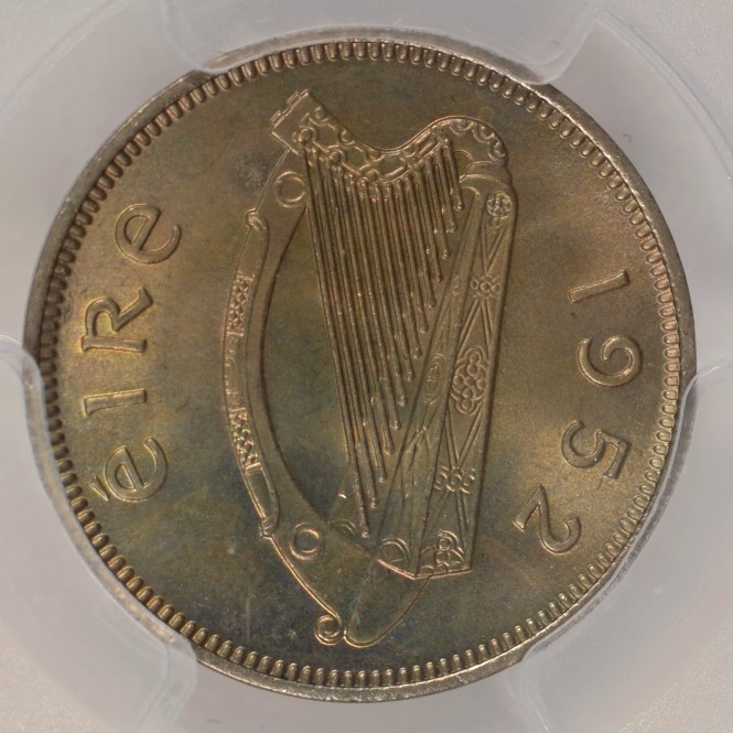 1952 Ireland 6 Pingin (1 Reul) - PCGS MS66 (Top Pop!)