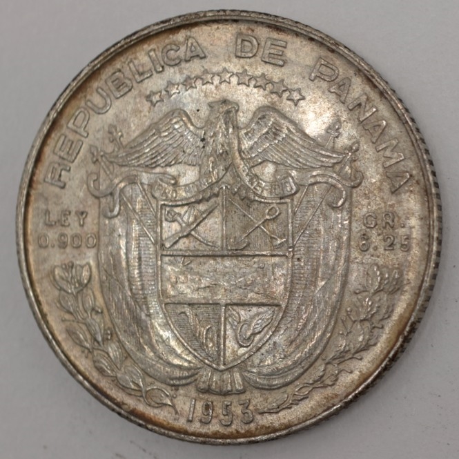 1953 Panama 1/4 Balboa (Silver) - 50th Anniversary