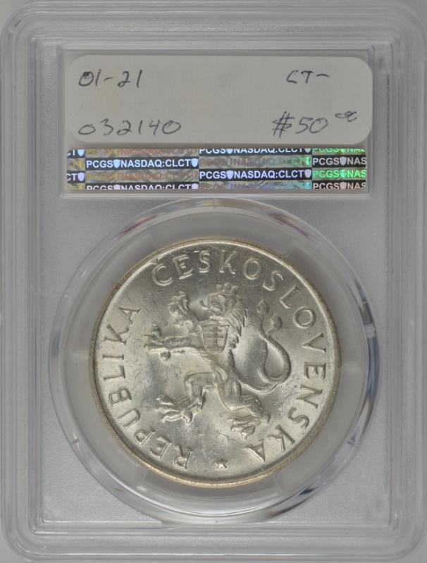 1955 Czechoslovakia 50 Korun - 10 Years Liberation - PCGS MS63