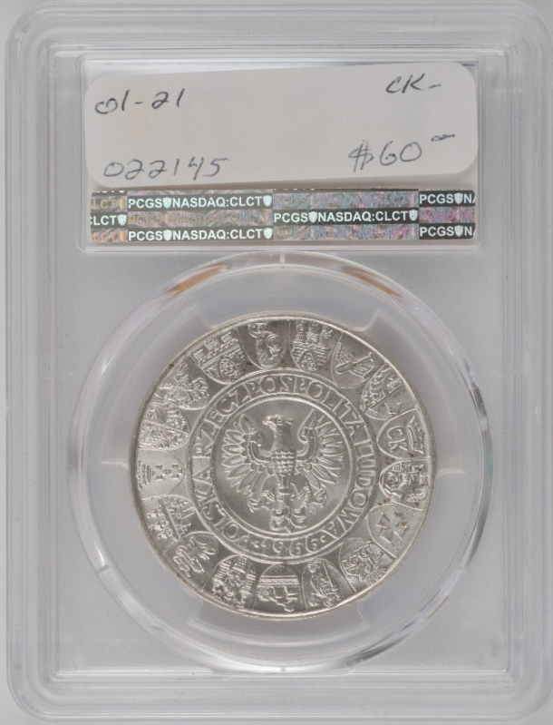1966-MW Poland 100 Zlotych - Polish Milennium - PCGS MS65+