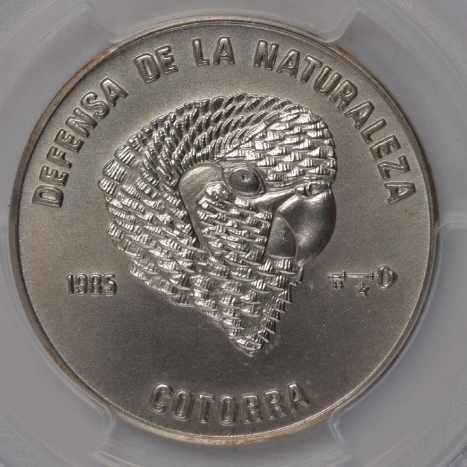 1985 Cuba 1 Peso - Cuban Parrot head - PCGS MS66