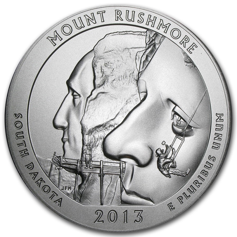2013 U.S. 25¢ - Mount Rushmore National Memorial - 5oz Silver ATB