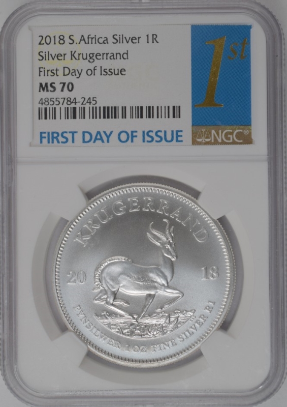2018 South Africa 1 Rand - Silver Krugerrand - NGC MS70 (1st Day Issue)
