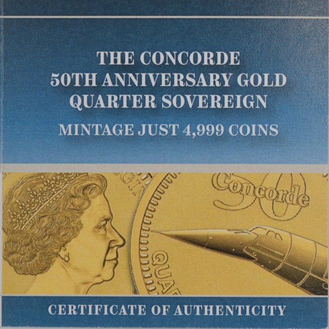 2019 Gibraltar 1/4 Soverign - Concorde 50th Anniversary - 2g Gold