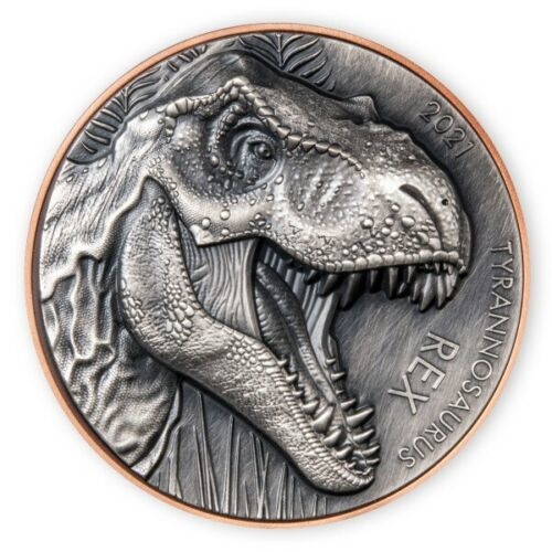 2021 Vanuatu 10 Vatu - Double Silver Giant: Tyrannosaurus Rex