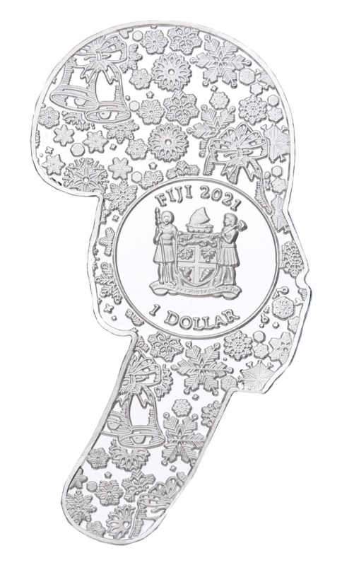 2021 Fiji $1 - Holiday: Candy Cane - 1/2oz Silver (Colorized)