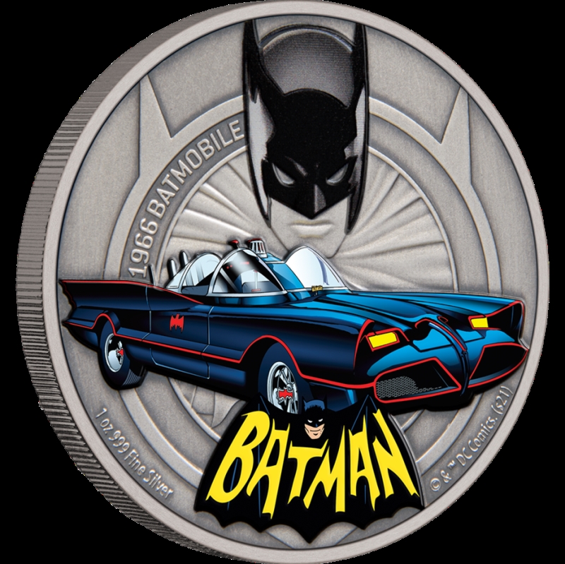 2021 Niue $2 - Batman: 1966 Batmobile - New Zealand Mint (1oz Silver)
