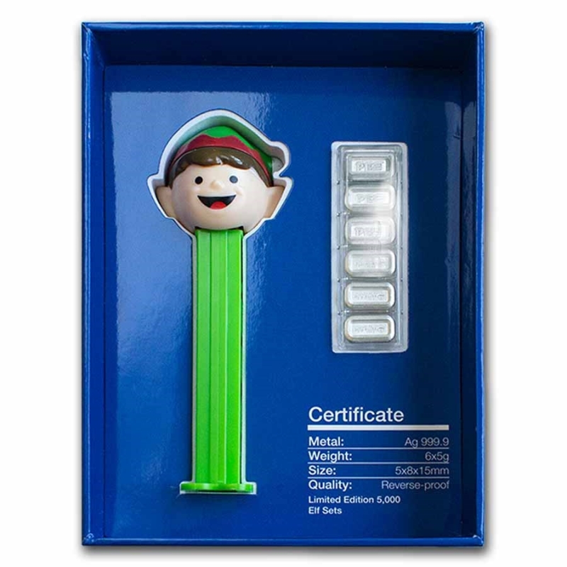 2021 PAMP Gift Set - PEZ: Elf Dispenser - 6x 5g Silver Wafers