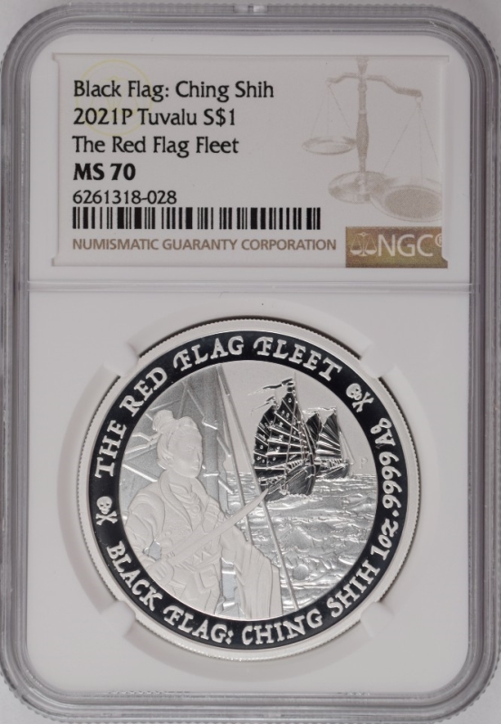 2021 Tuvalu $1 - Red Flag Fleet: Ching Shih Black Flag - NGC MS70