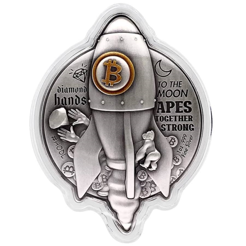 2022 Chad 5,000 Francs - Bitcoin Crypto Rocket (1oz Silver)