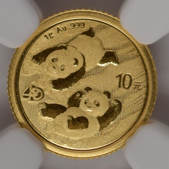 2022 China 10 Yuan - 1g Gold Panda 40th Anniversary - NGC MS70