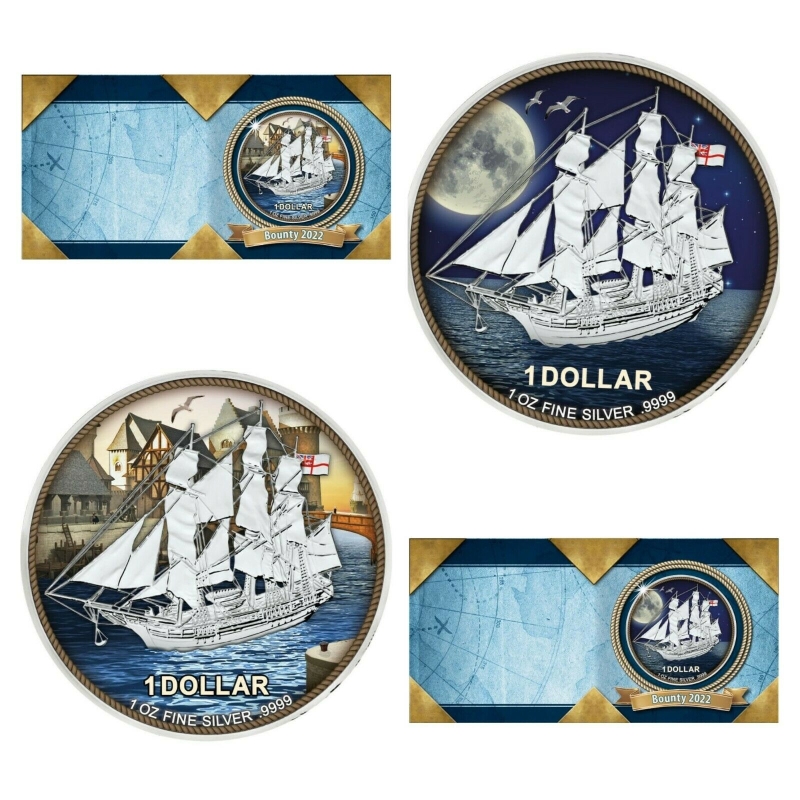 2022 Cook Islands $1 - Bounty Pitcairn & Portsmouth - 1oz Silver