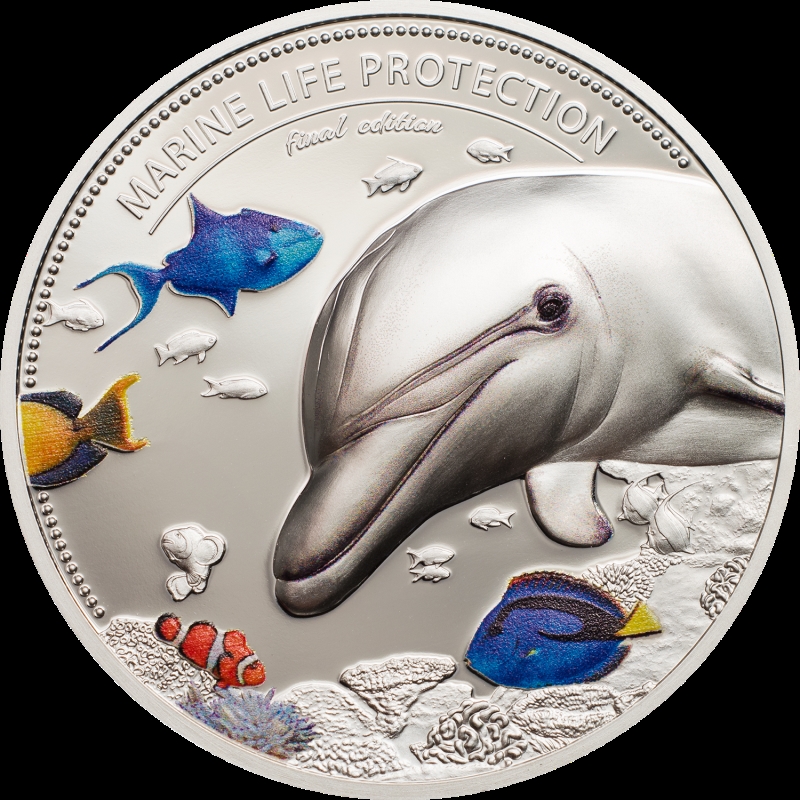 2017 2oz Silver Palau Marine Life Protection Sea Horse and Dolphin
