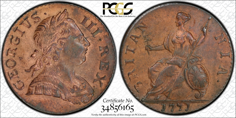1771 1/2D Great Britain Half Penny PCGS AU 58 34856165