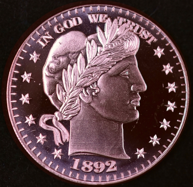 1oz Copper Round - Barber Half Dollar