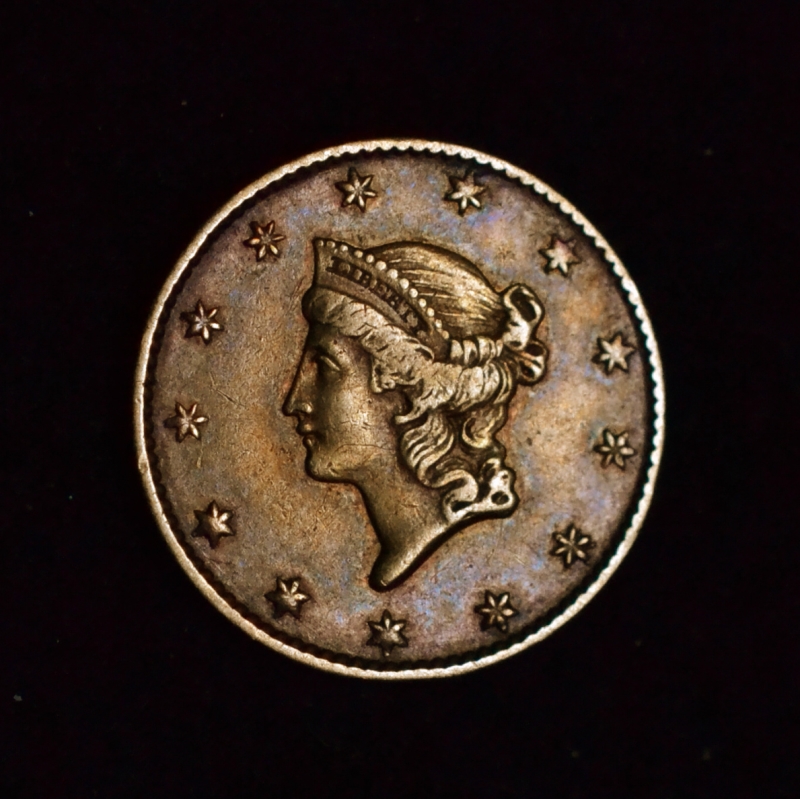 1849 $1 Liberty Head Gold Piece Open Wreath Nice Color! - Extremely Fine