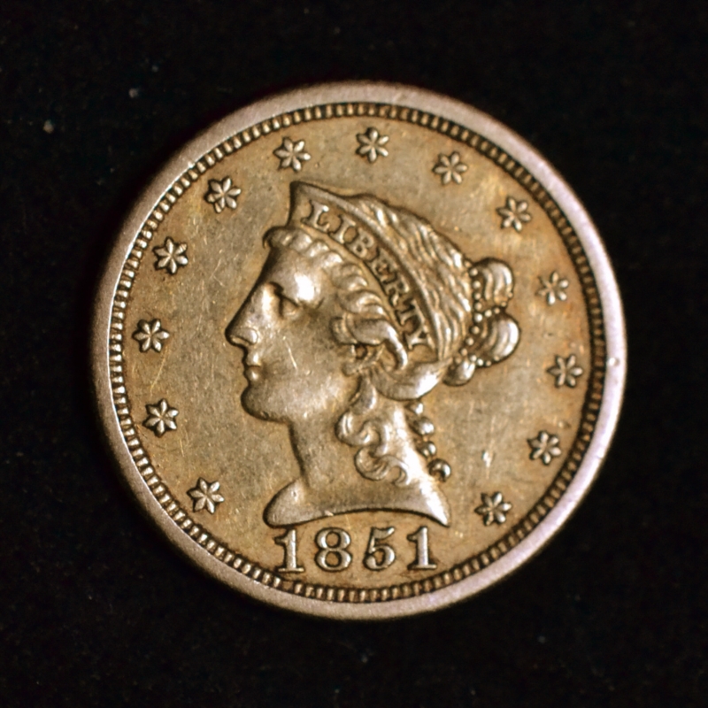 1851-O $2.50 Liberty Head Gold Quarter Eagle - Extremely Fine Plus Details