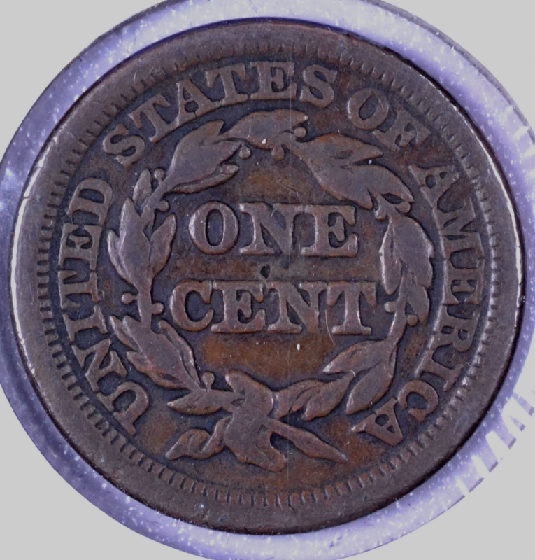 1854 1C Liberty Head Large Cent - F Dark