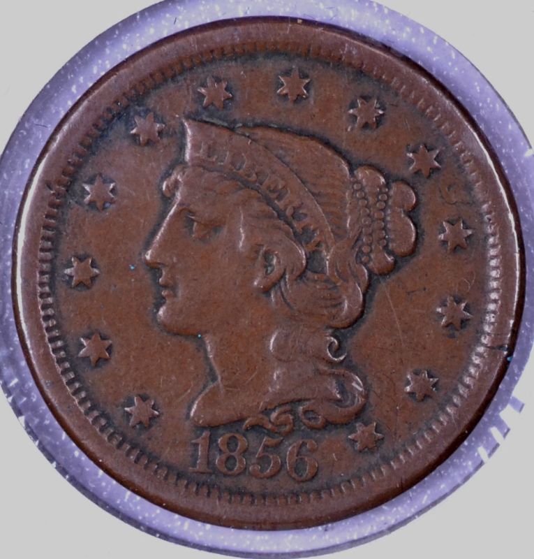 1856 1C Liberty Head Large Cent Slanted "5" - EF
