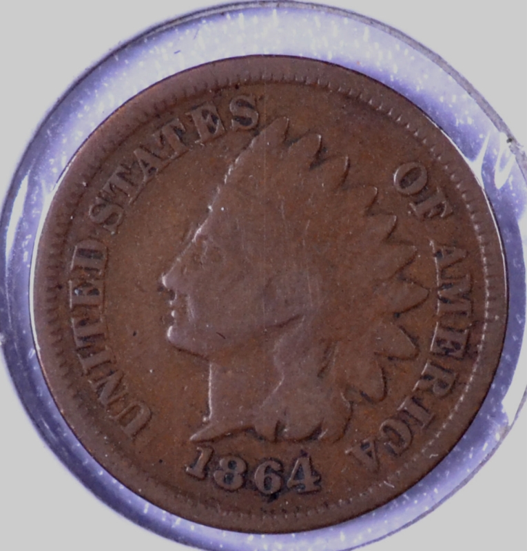 1864 1C Indian Head Cent with "L" - VG
