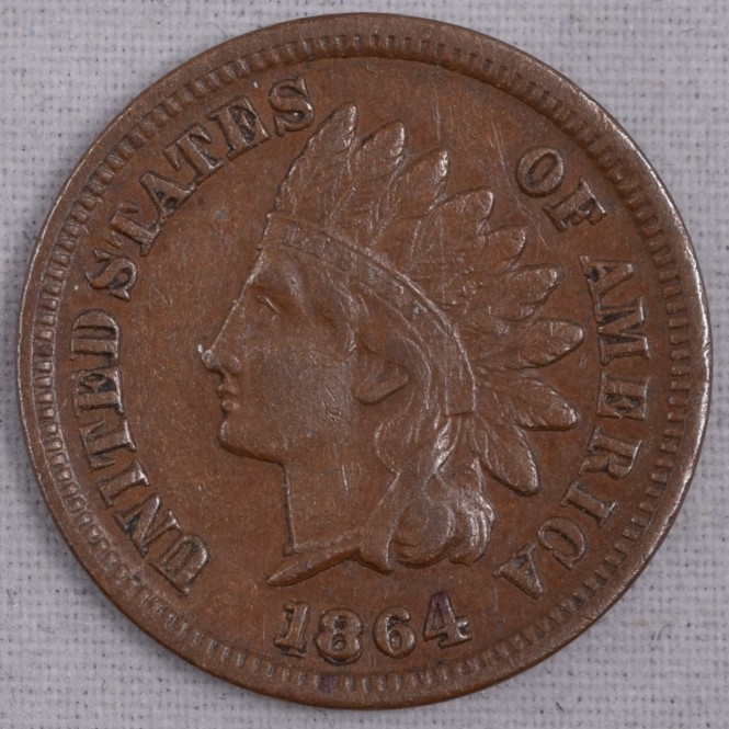 1864 U.S. 1¢ - Indian Head Cent "L" (Repunched Dated 003) - VF+