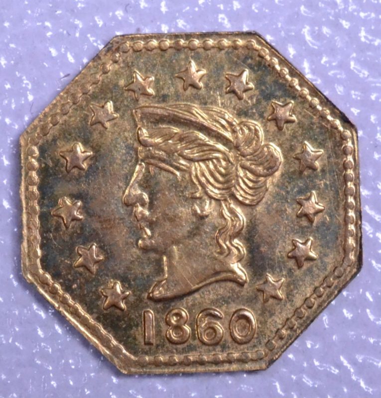 1860 California Gold Souvenir Token