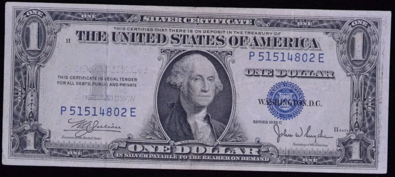 1935-C Series $1 Silver Certificate Fr. 1612 VF P 51514802 E